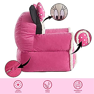 Idea Nuova Minnie Mouse Figural Sherpa Trim Bean Bag Chair, Small, Pink