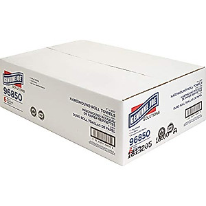 Genuine Joe Solutions Solutions 850' Hardwound Paper Towels, 6 Rolls, 7" x 850 ft, White