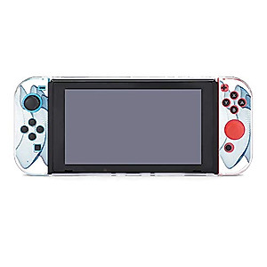 SUPNON Switch Case Compatible with Nintendo Switch Games Protective Hard Carrying Cover Case for Nintendo Switch Console Joy Con Controlle - Dynamic Wave Transparent Tulle Textile On Design37828
