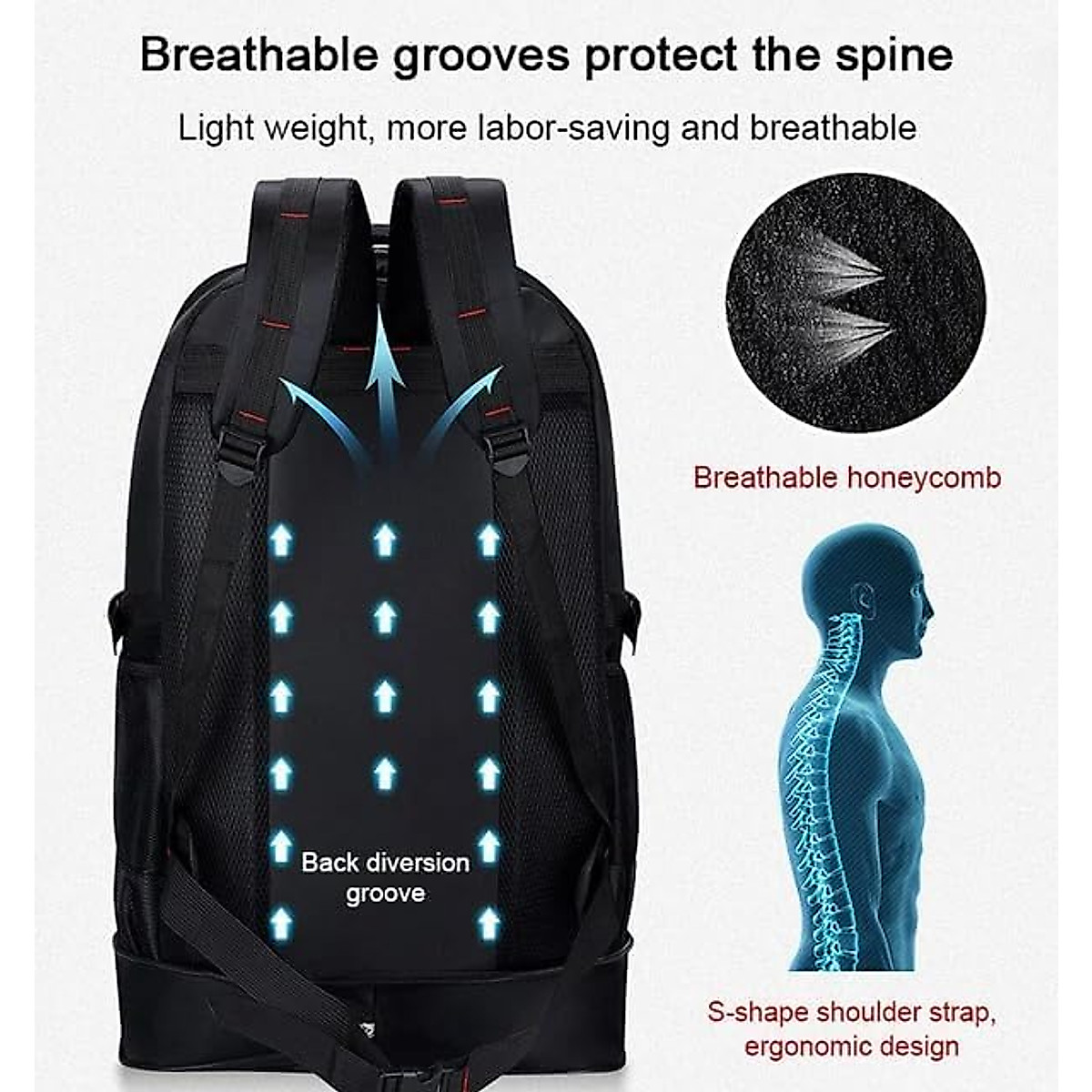 Expandable Large-capacity Oxford Backpack, Multi Compartments Lightweight Backpack for Travel, Laptop Backpack (Black)