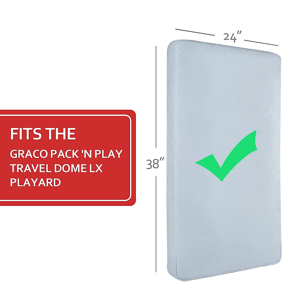 Pack N Play Mattress Pad (6 Sizes), Fit for Graco Pack 'n Play Travel Dome LX Playard, Pack and Play Mattress Sheets Cover Protector Waterproof Soft Quilted, Pack and Play Mattress Sheets Fitted