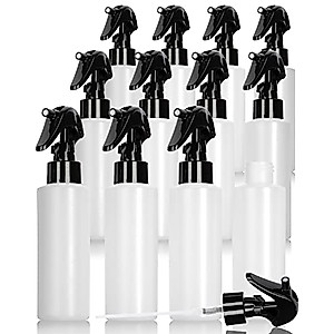 JUVITUS 4 oz / 120 ml Clear Natural Refillable Plastic Cylinder Squeeze Bottle with Black Trigger Sprayer (12 PACK)