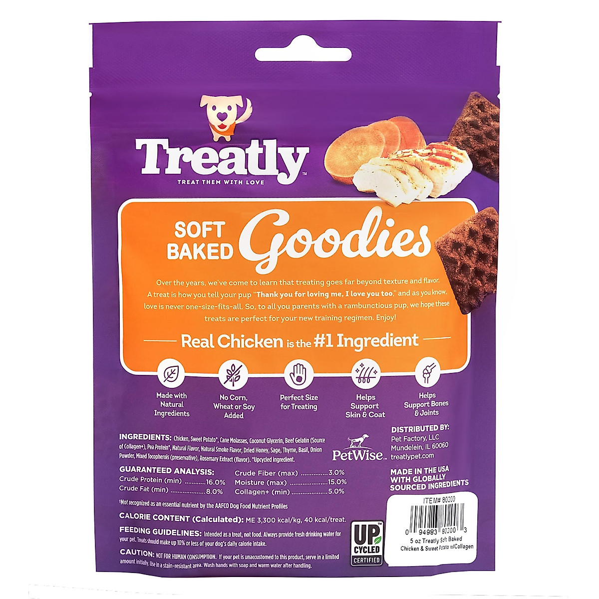 Treatly Soft Baked Goodies Chicken & Sweet Potato w/Collage Dog Treats - 5oz/1 Pack