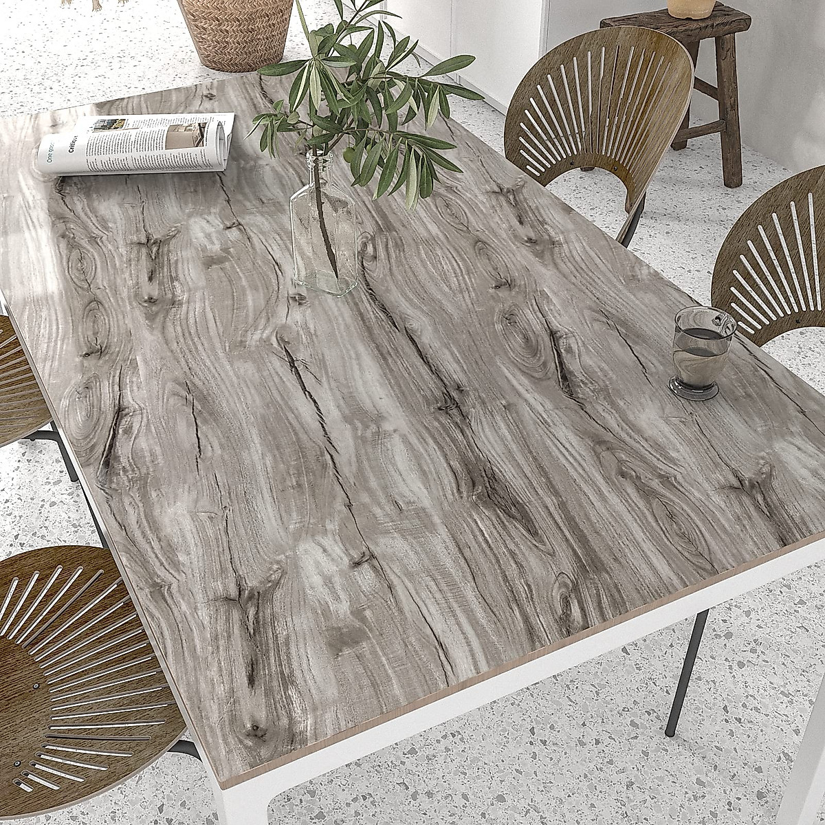 Wallercity 24''x118'' Grey Wood Contact Paper for Countertops Peel and Stick Wallpaper for Cabinets Wooden Countertops Contact Paper Vinyl Waterproof Kitchen Stick Paper for Shelf Liner Removable