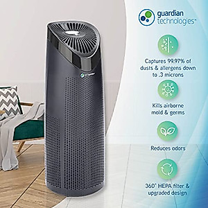 Germ Guardian Air Purifier with HEPA Filter,Removes 99.97% of Pollutants,Covers Large Room up to 750 Sq. Foot Room in 1 Hr,UV-C Light Helps Reduce Germs,Zero Ozone Verified,22',Black,AC4625BDLX