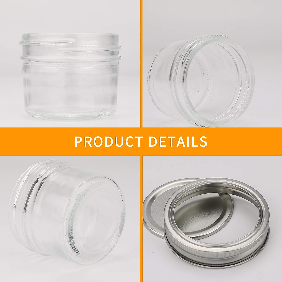 Accguan 4oz / 120ml Mason Jars Glass Jelly Jars, Canning Jars With Regular Lids, Ideal for Honey,Jam,Wedding Favors,Shower Favors, 40 Pack