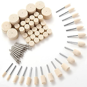 110PCS Wool Buffing Polishing Wheel for Dremel Tool Kit, Jewelry Making Tools for Dremel Tool- 1/8 Inch Shank with Storage Case