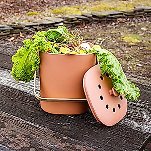 Bamboozle Kitchen Compost Bin – Indoor Countertop Food Composter, Made of Sustainable Bamboo Fiber | Terracotta Color