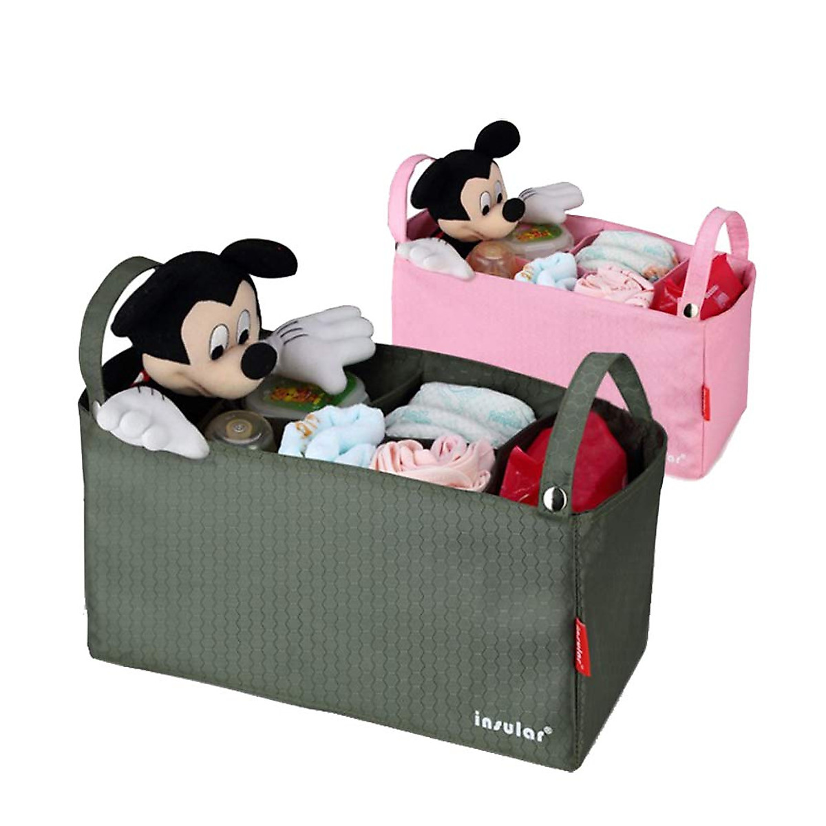 LTDH Stroller Organizer Bag Waterproof Insert Bag Universal Stroller Storage Bag For Baby Accessory Organizer With 7 Partition (Pink)