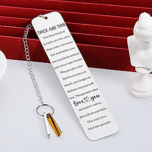 Valentine's Day Gift for Friend Thick and Thin Bookmarks for Best Friend Women Book Lover, Friendship Gifts for BFF Friends Mom Birthday Gift for Female Sentimental Gift for Friendship Besties Sister
