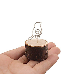 Amosfun 12 Pcs Wooden Table Name Number Holder Photo Picture Menu Note Memo Clips Holder for Wedding Office Christmas Table Decorations (Bird Shape)