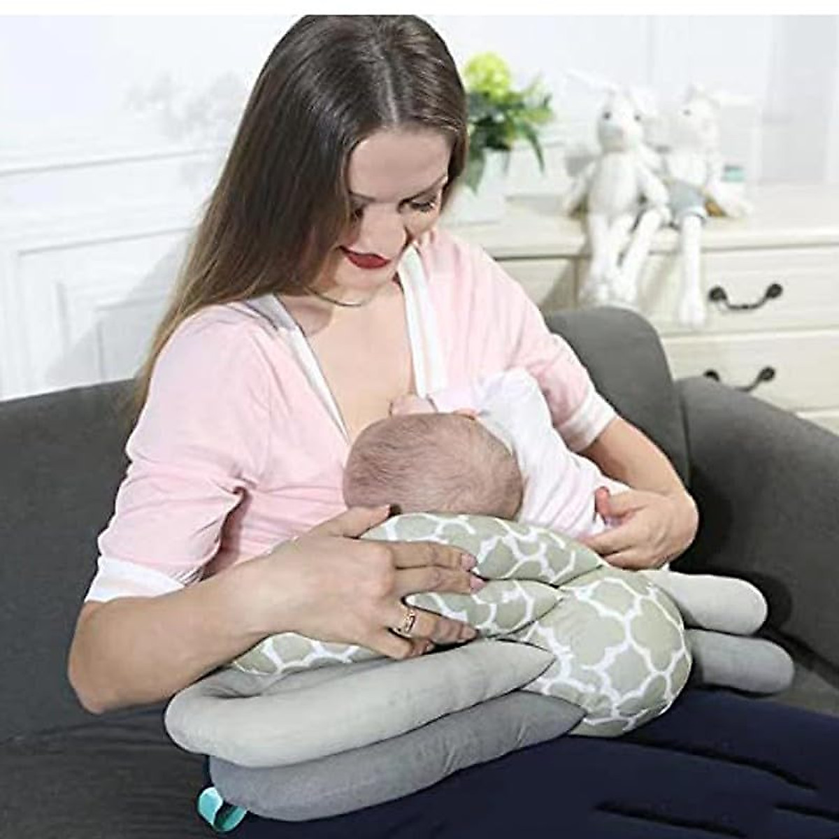 VUPUPYBaby Breastfeeding Pillow Nursing Pillow,Best for Mom,Adjustable Height Polyester Proper (Gray)