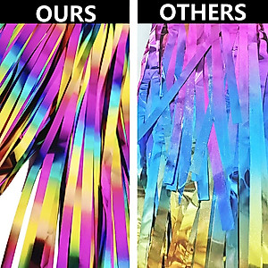 2 Packs Rainbow Backdrop Neon Metallic Tinsel Foil Fringe Curtain Photo Booth Props for Birthday Gay Pride Day Bachelorette Wedding Engagement Bridal Shower Baby Shower Disco Party Decorations