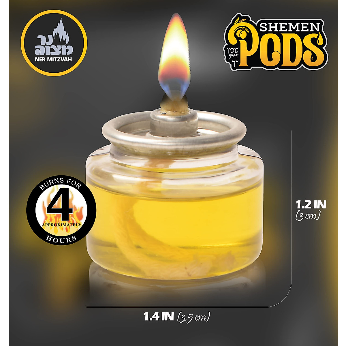 Ner Mitzvah Extra Virgin Olive Oil Shabbat Candles - 4 Hour Olive Oil Candles - 24 Pack Pre-Filled Shabbos Candles with Quick Light Technique