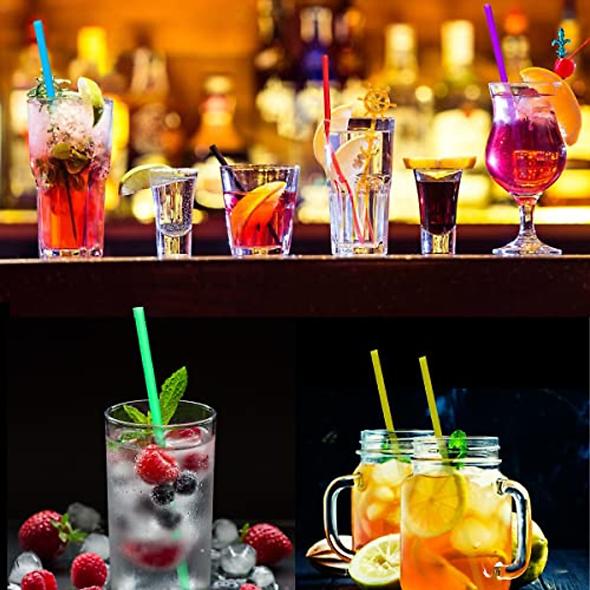 500 Pcs Colorful Disposable Drinking Plastic Straws.(0.23'' diameter and 8.26" long)-8 Colors