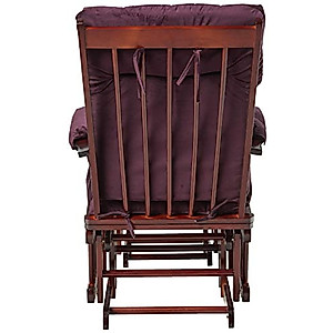 Artiva USA Wood Glider Chair and Ottoman Mircofiber Cushion Set