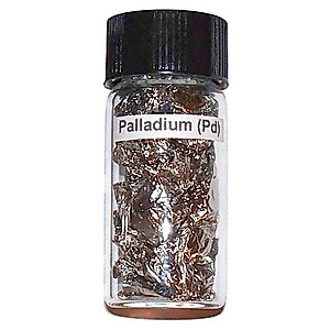 Palladium Metal Leaf Element Sample in Glass Vial - Great for Collections, Displays, Education and Gifts