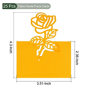 YOKIVE Place Cards for Table Setting, 25Pcs Name Cards Wedding Place Cards Table Place Cards Rose Blank Card for Wedding Reception Dinner Party, Yellow