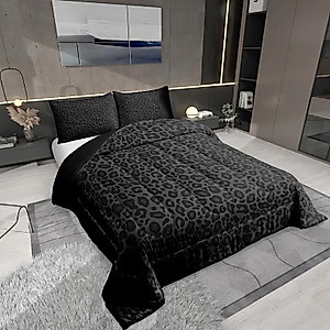 Castle Fairy Gray Wild Animal Skin Boys Girls Comforter Set Full Size,Leopard Print Duvet Set Teens Bedroom Decor,African Cheetah Wildlife Microfiber Soft Bedding