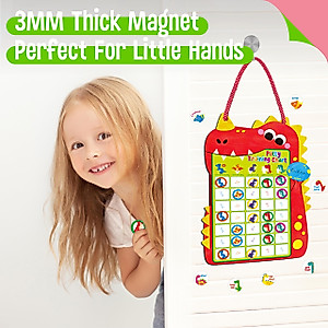 Magnetic Potty Training Chart, Dinosaur Reward Potty Training Chart with 50 Reusable Dinosaur Magnets plus 45 Stickers and a Storage Bag, Perfect for Boys & Girls, Multiple Toddlers (14.2” X 10”)