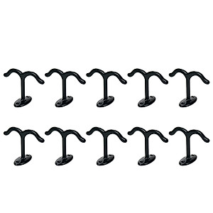Tighall 10 PCS Zinc Alloy Black Double Prong Ceiling Hook, Top Mount Hooks with Screws for Closet Top Kitchen Cabinet Garage Hanging Clothes, Towels or Other Utensils
