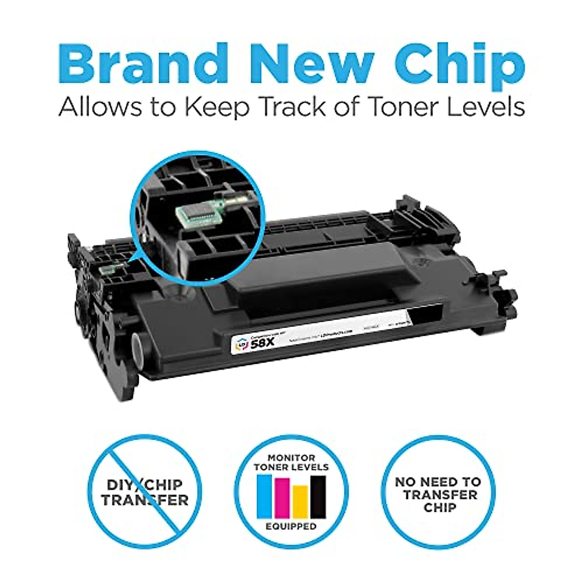 LD Products Compatible Toner Cartridge Replacement / Compatible with HP 58X / CF258X HY (Black, 2PK with CHIP) for Laserjet Pro M404dn M404dw M404n MFP M428fdn MFP M428fdw New Working CHIP Installed