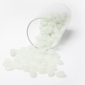 Oubest Glow in The Dark Pebbles/Glow Stones/Glowing Rocks Blue Decor for Garden/Fish Tank/Aquarium/Walkway/Driveway/Plant Pots/Bonsai (100, White)