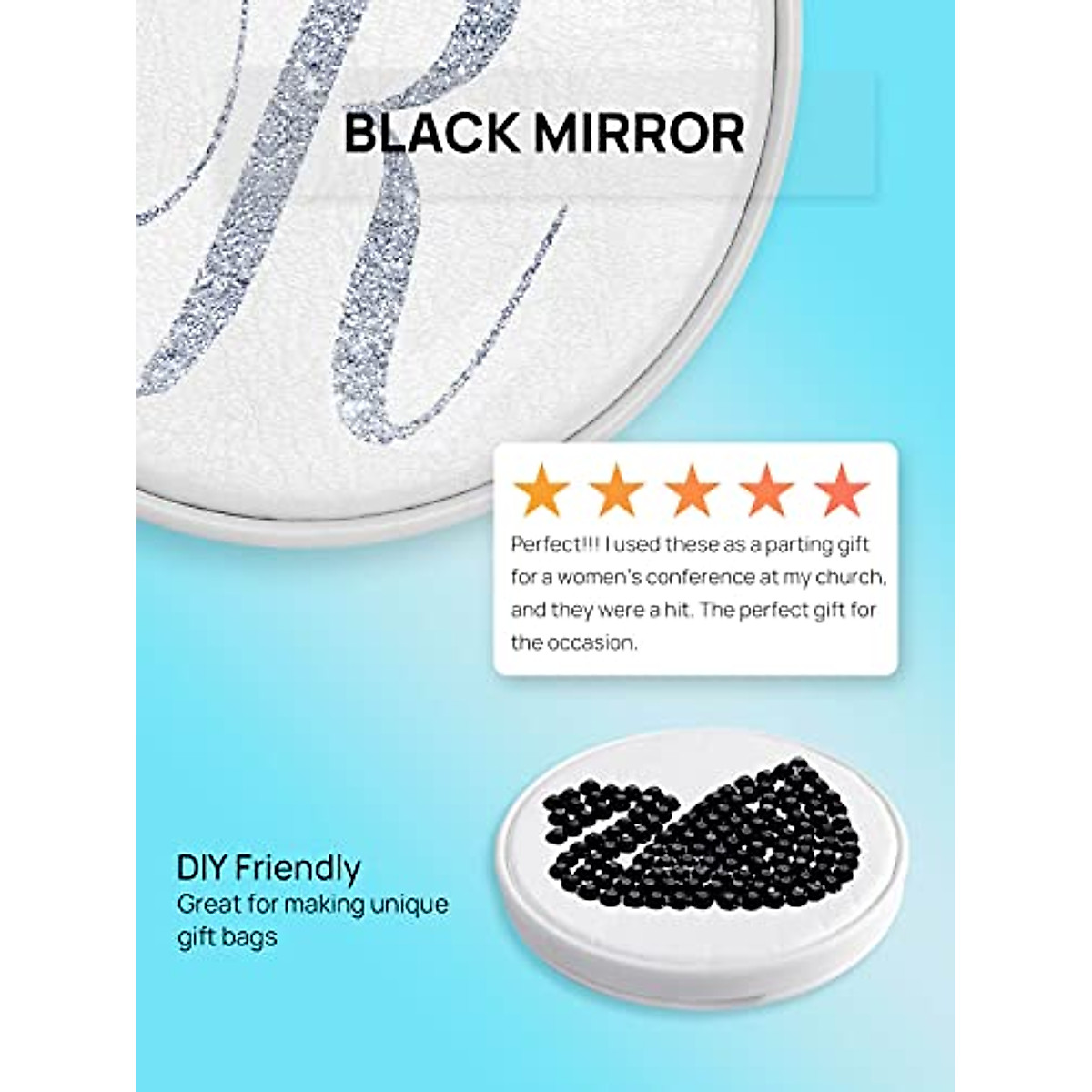 Getinbulk Compact Mirror Bulk, Small Pocket Makeup Round Mirror Double-Sided 1X/3X Magnifying PU Leather (White, 2.7 inches)