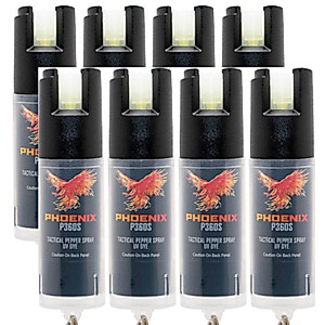 PHOENIX Key Mini – Key Chain Defense Unit Pepper Gel Trusted by Military and Law Enforcement Personnel with UV Dye Compact, Key Chain, Gel is Accurate - Maximum Strength + Easy Carry = 8Pack