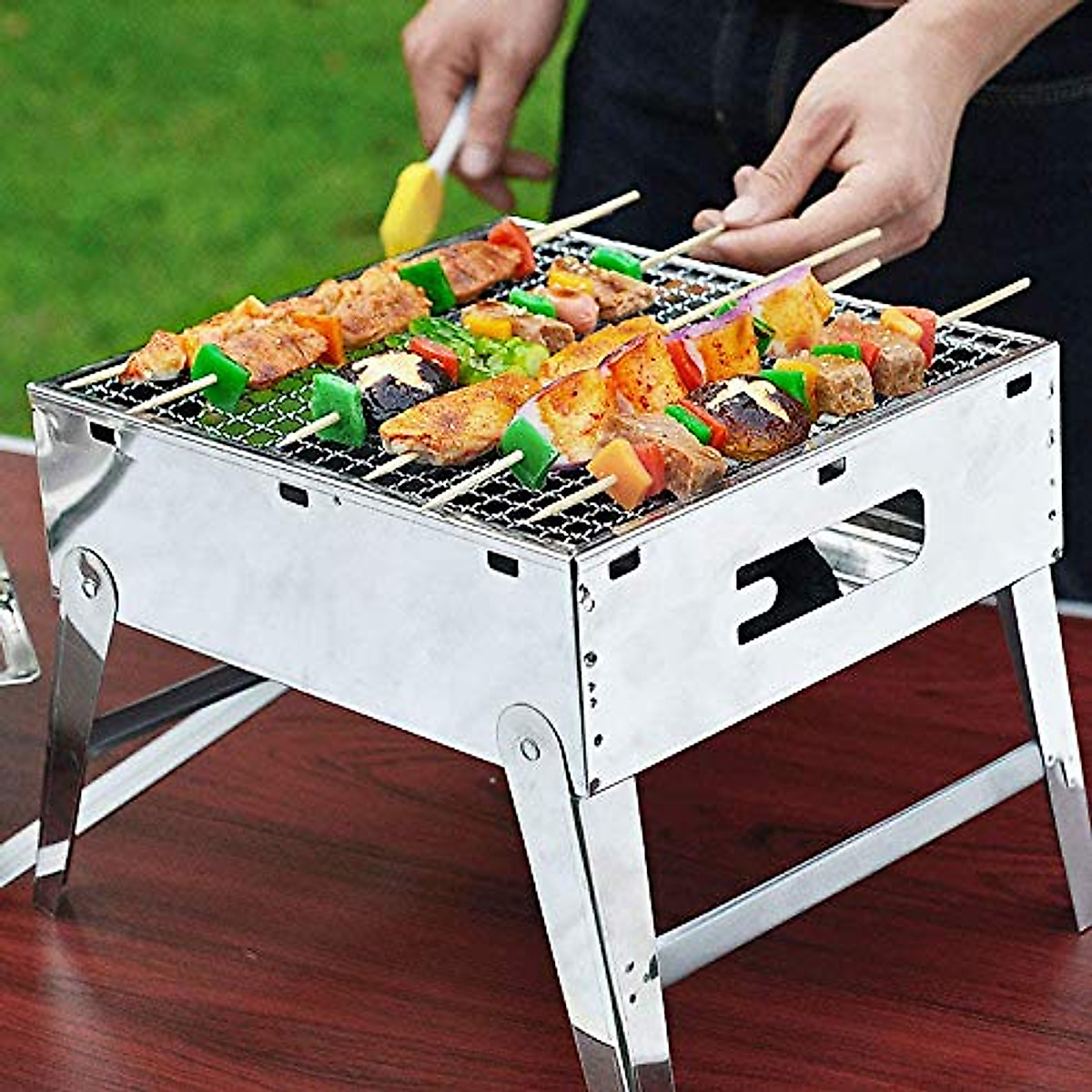 Fu Store Bamboo Skewers, 8 Inch Bamboo Sticks 100pcs BBQ Kabob Skewers,Grill, Appetizer, Fruit, Corn, Chocolate Fountain, Cocktail, Art, Set of 100 Pack,with Free 10 Pairs of Gloves