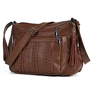 ELDA Purses for Women Pocketbooks Soft PU Leather Ladies Crossbody Purse Multi Pocket Shoulder Bag