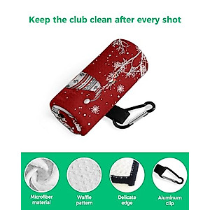 Golf Towel Christmas Gnome Xmas Dwarf Red,Waffle Pattern Microfiber Club Cleaner Golf Towels with Carabiner Clip for Women Men Dad,Winter Gift Bird Branch Golf Towel for Golf Bags Accessories,24x16in
