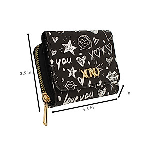 XOXO Women’s Wallet Mini White Graffeti Print Saffiano Zip Around Indexer With Chain Crossbody Strap XW321517G-42-A03 0