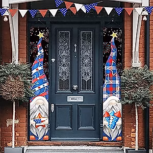 Labor Day Patriotic Banner Decorations Blue Red American Gnome Welcome Banners 4th of July Independence Day Gnomes Porch Signs for Memorial Day Party Home Decorations Party Supplies