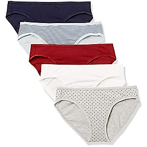 Amazon Essentials Women's Cotton Bikini Brief Underwear (Available in Plus Size), Pack of 10, Warm/Mixed Print, Large