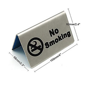 2 Pcs Stainless Steel No Smoking Sign Tent Card Do Not Smoke Table Board Restaurant Hotel Non-Smoking Desk Logo Indicator
