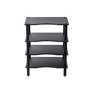 Monolith 4 Tier Shelf Audio Stand - Open Air Storage, Modular Design, Sturdy, Compatible with Bose, Polk, Sony, Yamaha, Pioneer and Others, Black