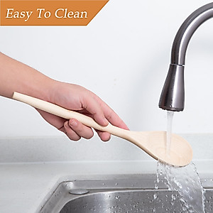 Wooden Spoon for Cooking, 14 Inch Maple Wood Cooking Spoons for Nonstick Cookware, Durable Wooden Salad Mixing Spoon, Soup Stirring, Kitchen Serving Utensils with Long Comfortable Handle Smooth Finish