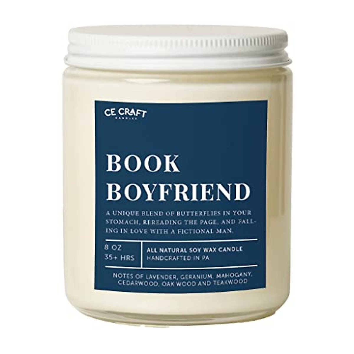 CE Craft Book Boyfriend Scented Candle - Gift for Her, Library Book Candle, Book Lover Gift, Reading Candle, Bookstore Book Lover Book Boyfriend Gift for Her