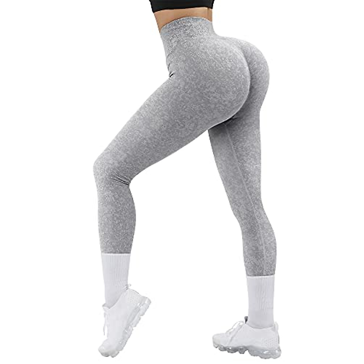RXRXCOCO Women Seamless Butt Lifting Leggings TIK Tok Booty Lifting Leggings for Women Workout Gym High Waisted Yoga Pants Grey Medium