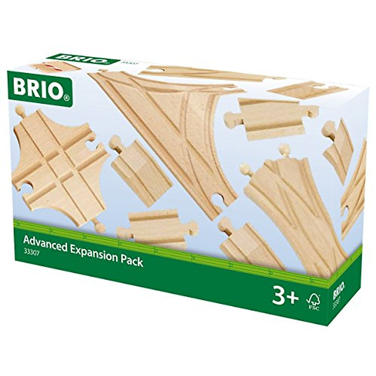 BRIO World 33307 - Advanced Expansion Pack - 11 Piece Set of Wooden Train Tracks for Kids | Train Set Expansion | Fun Learning Toy | Compatible with All Railway Toys | FSC Certified