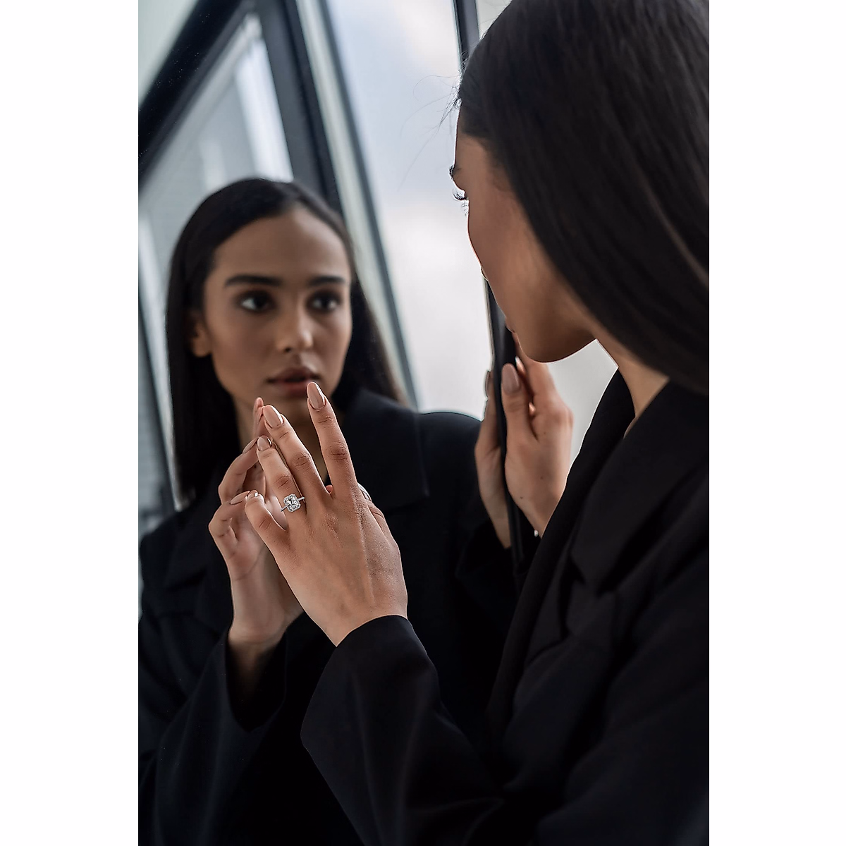 GLAM AND GEMS 3 Carat Radiant Cut Moissanite Engagement Statement Wedding Band Ring for Women in 14k White Gold (G-H, VVS, 3.35 CTW) Anniversary Promise Ring Size 4.5 to 11 5.5