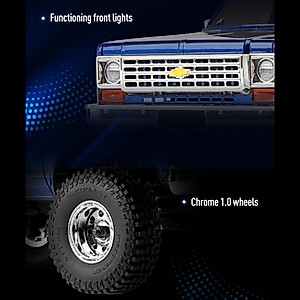 FairRC Mod 1/24 RC Crawler FCX24 Chevy K5 Blazer Officially Licensed, Mini RC Car Pick Up Truck & SUV 2 in 1, 4WD 8km/h 2 Speeds Switch, 2.4GHz 3CH Off-Road RC Model with LED Lights for Adults, Blue