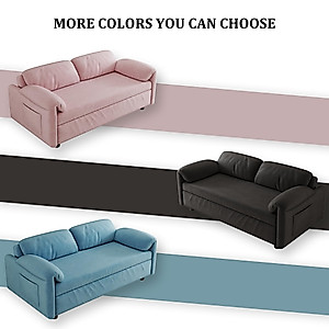 ARCLIS Pull Out Sofa Bed, 53'' Loveseat Sleeper, 3-in-1 Velvet Sleeper Sofa, Convertible Sofa Bed with Adjustable Backrest, Sleeper Couch for Living Room Bedroom Small Space (Black)