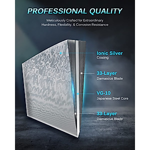 KYOKU Gin Series Steak Knife Set of 4, 4.5" Steak Knives, Japanese VG10 Damascus Stainless Steel Kitchen Knife Set with Silver Ion Blades G10 Handles Mosaic Pins, Cutlery Set w/Sheaths & Case