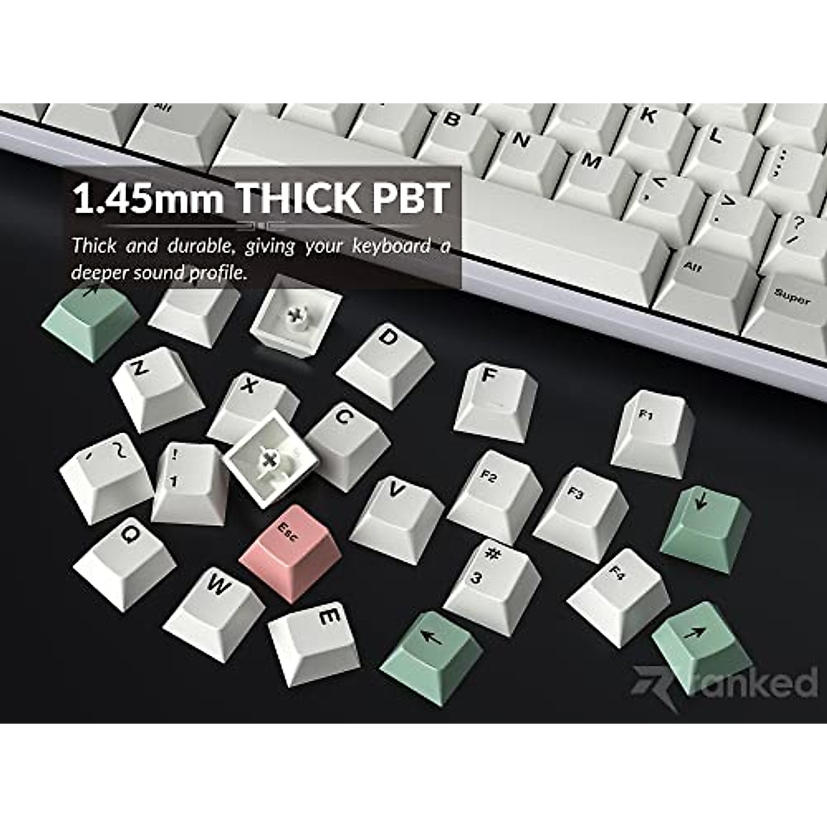 Ranked Dye Sublimation Premium Keycap Set | 1.45 mm Thick PBT | Cherry Profile for Custom Mechanical Keyboard (9009, 169 Keys)