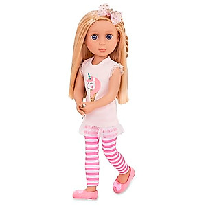 Glitter Girls Lacy 14 Inch Doll Wearing Pink Tunic, Striped Leggings, Hair Bow And Ballet Shoes - Dolls For 3+ Year Old Girls