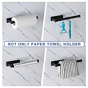Honmein Paper Towel Holder, Aluminum Alloy Paper Towel Holders, Stylish Wall Mount and Under Cabinet Paper Towel Holders for Easy Access (Black)