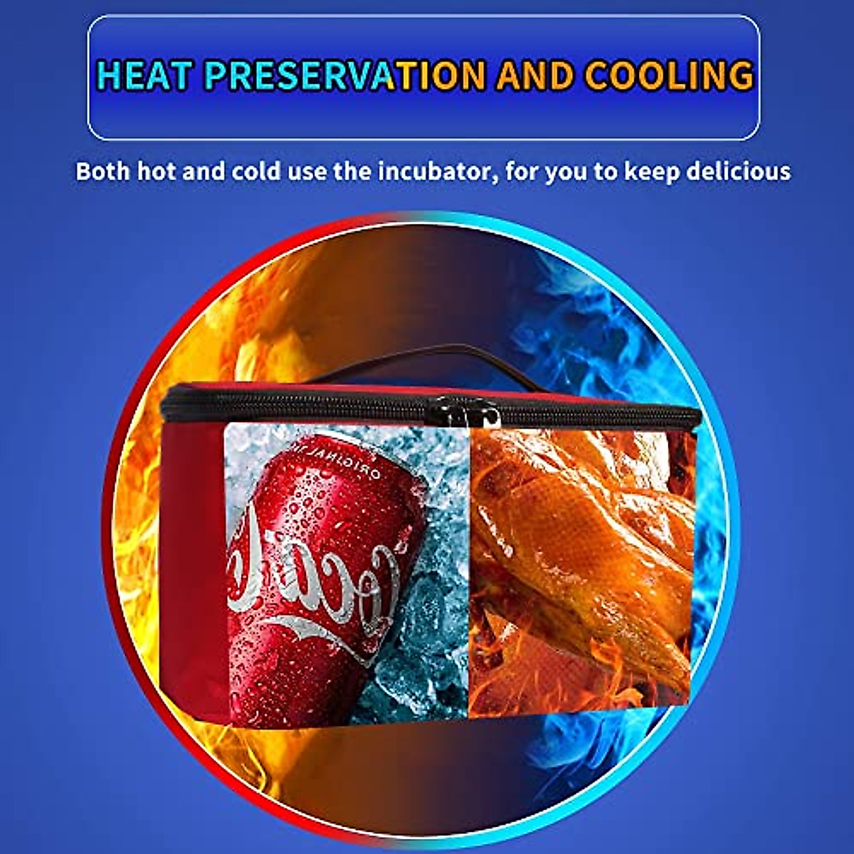 Tearom Insulated Food Delivery Bag Cooler Bags Insulated for Travel Pizza Delivery Bags for Cold and Hot Food Insulated Bags for Camping 1-Pack (red, 12 * 6 * 8)