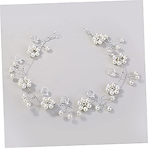 FOMIYES 1pc Headband Hair Pieces for Women Party Accessory Wedding Hairband Pearl Tiara Featival Photo Prop Women Peal Hair Accessories Headpiece for Women Pearl Crystal Headpiece White